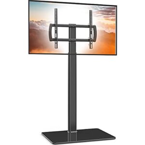 universal floor tv stand with mount 80 degree swivel height adjustable and space saving design for most 27 to 65 inch lcd, led oled tvs, perfect for corner & bedroom ht1002b