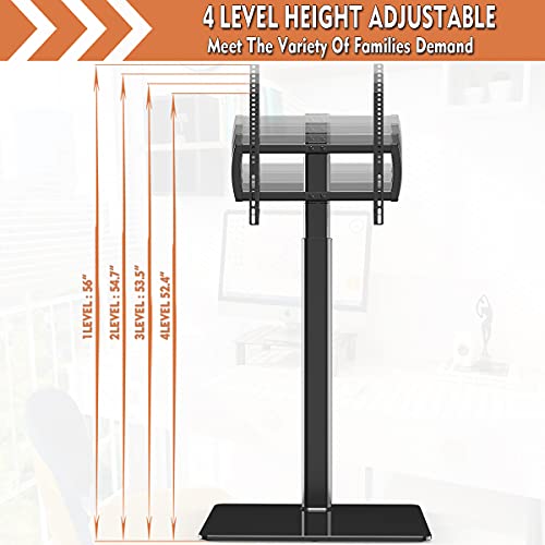 Universal Floor TV Stand with Mount 80 Degree Swivel Height Adjustable and Space Saving Design for Most 27 to 65 inch LCD, LED OLED TVs, Perfect for Corner & Bedroom HT1002B