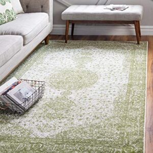 Rugs.com Dover Collection Rug – 2' x 3' Green Low-Pile Rug Perfect for Entryways, Kitchens, Breakfast Nooks, Accent Pieces