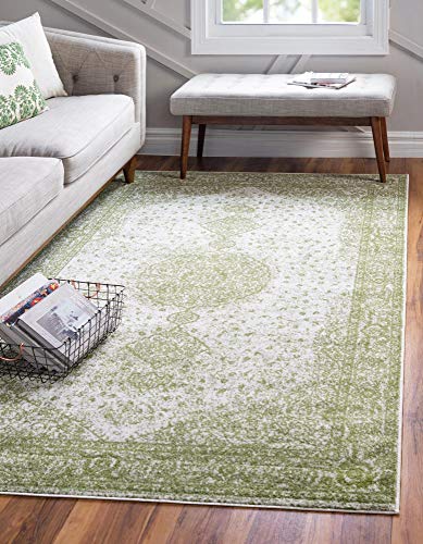 Rugs.com Dover Collection Rug – 2' x 3' Green Low-Pile Rug Perfect for Entryways, Kitchens, Breakfast Nooks, Accent Pieces