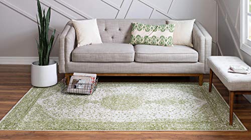 Rugs.com Dover Collection Rug – 2' x 3' Green Low-Pile Rug Perfect for Entryways, Kitchens, Breakfast Nooks, Accent Pieces