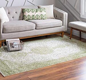 Rugs.com Dover Collection Rug – 2' x 3' Green Low-Pile Rug Perfect for Entryways, Kitchens, Breakfast Nooks, Accent Pieces