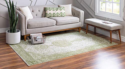 Rugs.com Dover Collection Rug – 2' x 3' Green Low-Pile Rug Perfect for Entryways, Kitchens, Breakfast Nooks, Accent Pieces