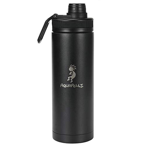 Aquapelli Vacuum Insulated Water Bottle, 18 Ounces, Midnight Black