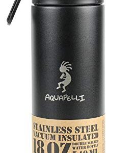 Aquapelli Vacuum Insulated Water Bottle, 18 Ounces, Midnight Black