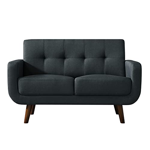 Husbedom 51(W) Loveseat Sofa, Small Couch for Small Living Room, Bedroom,Apartment, Dorm,Straight Arms, Wooden Legs, Easy Assembly, Dark Grey