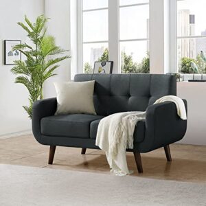 Husbedom 51(W) Loveseat Sofa, Small Couch for Small Living Room, Bedroom,Apartment, Dorm,Straight Arms, Wooden Legs, Easy Assembly, Dark Grey