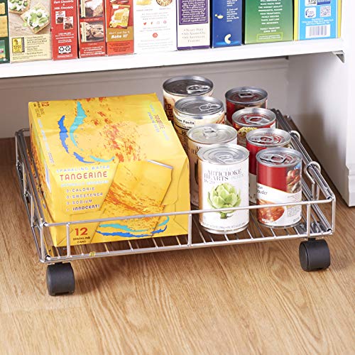 Expandable Rolling Metal Storage Basket - Home and Kitchen Storage Solution