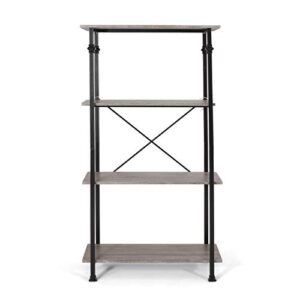 christopher knight home bauman 4-layer bookcase, gray + dark bronze