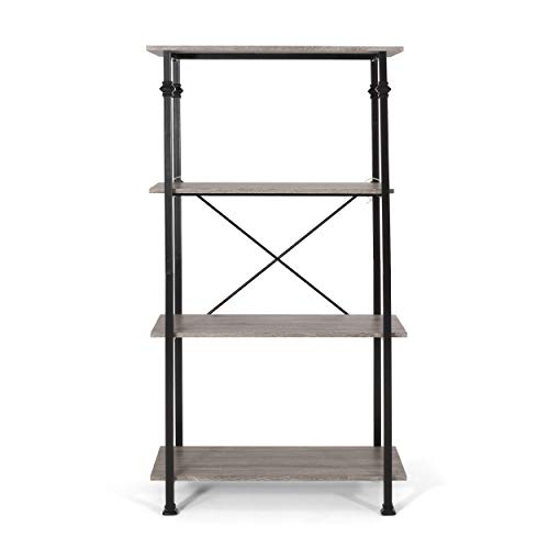 Christopher Knight Home Bauman 4-Layer Bookcase, Gray + Dark Bronze