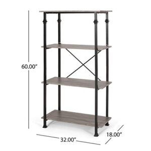 Christopher Knight Home Bauman 4-Layer Bookcase, Gray + Dark Bronze