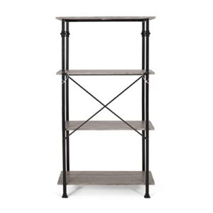 Christopher Knight Home Bauman 4-Layer Bookcase, Gray + Dark Bronze