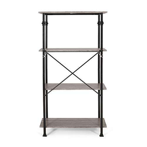 Christopher Knight Home Bauman 4-Layer Bookcase, Gray + Dark Bronze