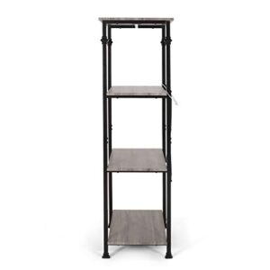 Christopher Knight Home Bauman 4-Layer Bookcase, Gray + Dark Bronze