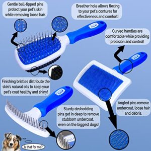 Horicon Pet 6 In 1 Premium Dog Brush Set - Dog Grooming Brushes - Ball Pin & Bristle Brush, Curved Blade Dematting Comb, Slicker Brush, Deshedding Edge Comb, Detangling Pet Comb