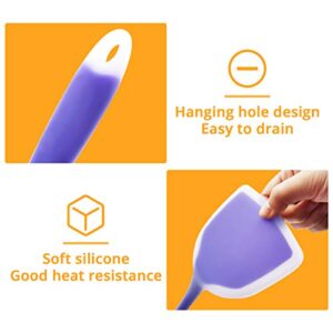 Silicone Non-stick Turner, High Heat Resistant to 480°F, KUFUNG Food Grade Solid Turner, BPA Free, Solid Spatula for Fish, Eggs, Pancakes (Solid Turner, Clear Purple)