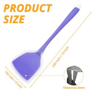 Silicone Non-stick Turner, High Heat Resistant to 480°F, KUFUNG Food Grade Solid Turner, BPA Free, Solid Spatula for Fish, Eggs, Pancakes (Solid Turner, Clear Purple)