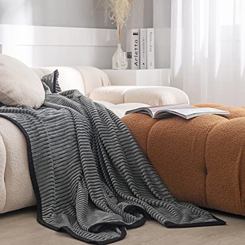 ABOW YUAN Soft Fleece Flannel Throw Blanket,Super Warm Fuzzy Lightweight Plush Microfiber Blankets Suitable for Sofa Couch Bed King Size(Grey 90x108 Inches)