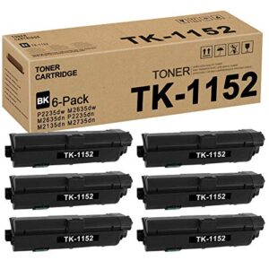 tk1152 tk-1152 1t02rv0us0 toner cartridge (black,6 pack) replacement for kyocera p2235dw m2635dw m2635dn p2235dn m2135dn m2735dn toner kit printer