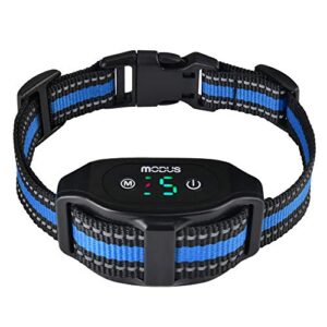 bark collar modus dog bark collar rechargeable shock anti bark collar with beep vibration dog shock collar for small medium large dogs, humane dog training device with 5 adjustable sensitivity levels