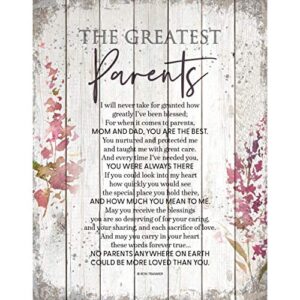 dexsa greatest parents wood plaque - made in the usa - 11.75 in x 15 in - classy vertical frame wall hanging decoration | mom & dad, you are the best | christian family religious home decor saying