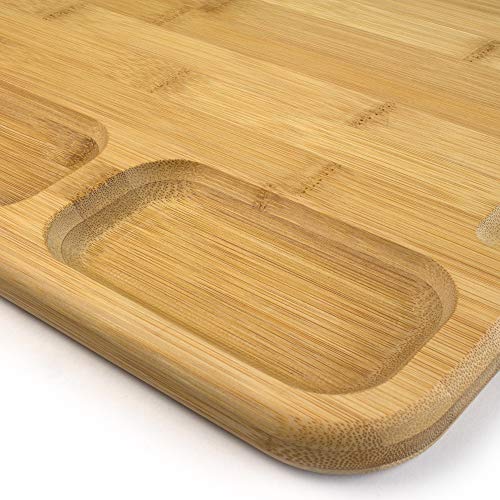 Totally Bamboo 3 Well Kitchen Prep Cutting Board with Juice Groove, 17-1/2" x 13-1/2"