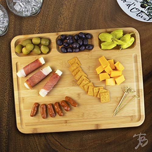 Totally Bamboo 3 Well Kitchen Prep Cutting Board with Juice Groove, 17-1/2" x 13-1/2"