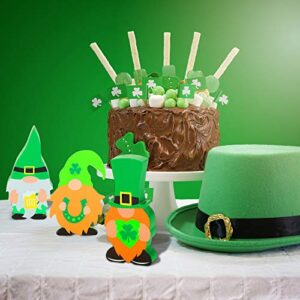 Jetec 3 Pieces St. Patrick's Day Wooden Sign Gnome Table Decorations Irish Themed Freestanding Table Signs for Desk Office Home Party Decoration, 5.11 Inches