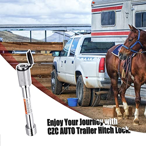 CZC AUTO Trailer Hitch Lock 5/8" Dia, Locking Hitch Pin 4" Super Extra Long Chrome Coated Hitch Pin with Keys for Class III IV to Hitch Bike Rack Tray Ball Tow Rope for Trailer Truck Car Boat