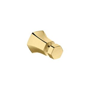 hansgrohe robe hook bath towel hook 2-inch transitional wall mount accessories in brushed gold optic, 04838250