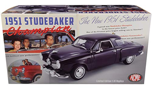 1951 Studebaker Champion Black Cherry Limited Edition to 500 Pieces Worldwide 1/18 Diecast Model Car by Acme A1809201