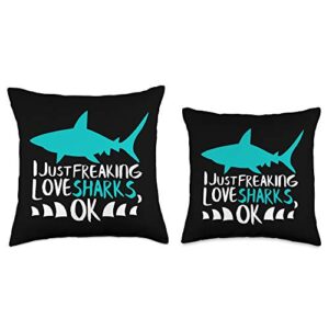 PNMerch Shark Lovers Designs Just Freaking Love Gift Shark Lover Throw Pillow, 16x16, Multicolor