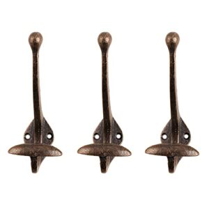 indian shelf wall mount hooks - double wall hooks - coat hooks - hooks for hanging coats - heavy duty hooks for hanging - hooks for hanging towel - wall coat hooks - 3 piece double hook