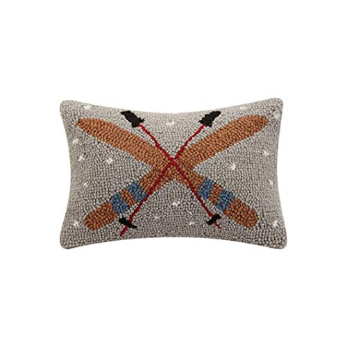 Peking Handicraft 31TG862C12OB Christmas Skis Hook Pillow, 12-inch Length