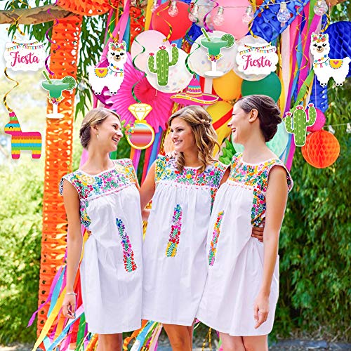 Mexican Final Fiesta Hanging Swirl Decorations, Final Fiesta Bachelorette Bridal Shower Party Decorations Llama Cactus Garland for Bachelorette Bridal Shower Bride to Be Engagement Wedding Party