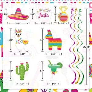 Mexican Final Fiesta Hanging Swirl Decorations, Final Fiesta Bachelorette Bridal Shower Party Decorations Llama Cactus Garland for Bachelorette Bridal Shower Bride to Be Engagement Wedding Party