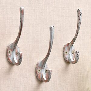 rustic wall hooks- shabby chic- vintage wall hooks- rustic coat hooks- farmhouse hooks- timeless wall hooks- cast iron wall hooks- distressed wall hooks- coat hooks- double prong hooks- 3 pieces