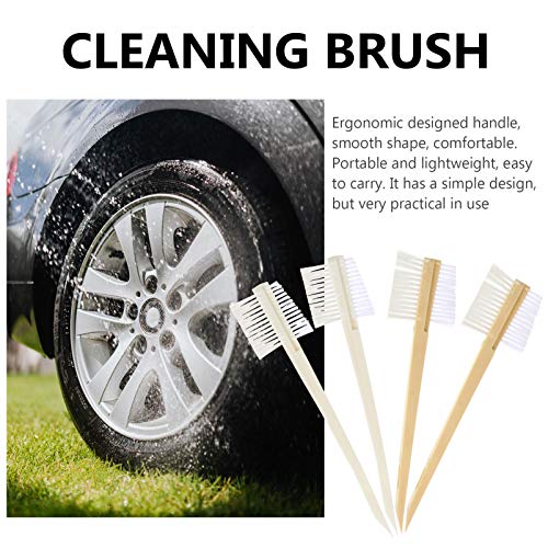 VICASKY 4 Pcs Car Engine Detailing Brushes Double Head Auto Wheel Rim Detailing Brush Long Handle Car Tire Brush for Cleaning Wheels Engines Trim Interior Exterior