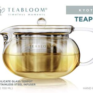 Teabloom Kyoto 2-in-1 Tea Kettle and Tea Maker – Glass Teapot with Removable Loose Tea Infuser – Tea Connoisseur's Choice