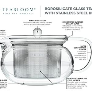 Teabloom Kyoto 2-in-1 Tea Kettle and Tea Maker – Glass Teapot with Removable Loose Tea Infuser – Tea Connoisseur's Choice