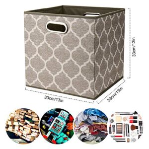 13x13x13 In Fabric Storage Cube Bins with Print Grid Pattern Foldable Clothes Storage Cubes Baskets Drawers Organizer Cubicle Storage Boxes for Organizing Closet Shelves,QY-SC01-3