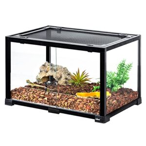 oiibo reptile terrarium 25 gallon, 2 in 1 knock-down glass reptile tank 24" x 16" x 16", sliding front doors terrariums for reptiles bearded dragon lizard gecko snake hamster small animals etc