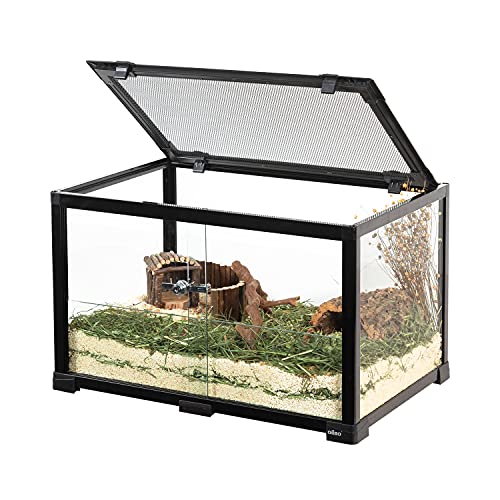 OIIBO Reptile Terrarium 25 Gallon, 2 in 1 Knock-Down Glass Reptile Tank 24" x 16" x 16", Sliding Front Doors Terrariums for Reptiles Bearded Dragon Lizard Gecko Snake Hamster Small Animals Etc