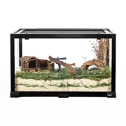 OIIBO Reptile Terrarium 25 Gallon, 2 in 1 Knock-Down Glass Reptile Tank 24" x 16" x 16", Sliding Front Doors Terrariums for Reptiles Bearded Dragon Lizard Gecko Snake Hamster Small Animals Etc