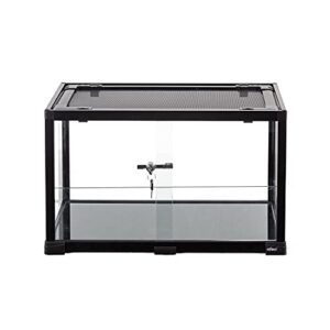 OIIBO Reptile Terrarium 25 Gallon, 2 in 1 Knock-Down Glass Reptile Tank 24" x 16" x 16", Sliding Front Doors Terrariums for Reptiles Bearded Dragon Lizard Gecko Snake Hamster Small Animals Etc