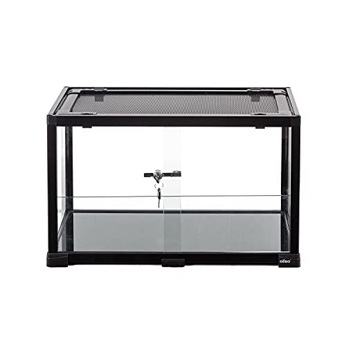 OIIBO Reptile Terrarium 25 Gallon, 2 in 1 Knock-Down Glass Reptile Tank 24" x 16" x 16", Sliding Front Doors Terrariums for Reptiles Bearded Dragon Lizard Gecko Snake Hamster Small Animals Etc