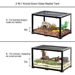 OIIBO Reptile Terrarium 25 Gallon, 2 in 1 Knock-Down Glass Reptile Tank 24" x 16" x 16", Sliding Front Doors Terrariums for Reptiles Bearded Dragon Lizard Gecko Snake Hamster Small Animals Etc