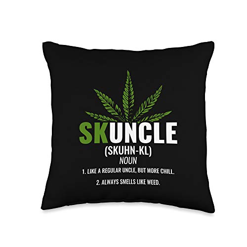 Weed Lover Pot Smoker Gifts Weed Smoker Skunkle Marijuana Uncle Funny Pot Smoking Throw Pillow, 16x16, Multicolor