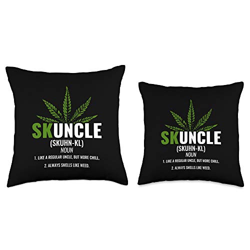 Weed Lover Pot Smoker Gifts Weed Smoker Skunkle Marijuana Uncle Funny Pot Smoking Throw Pillow, 16x16, Multicolor