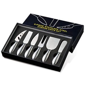 cheese knife set, cream parmesan cheese knives spreader fork, charcuterie board accessories, complete stainless steel, 6-pack